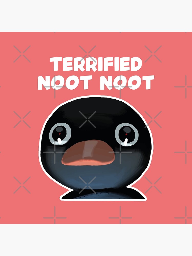 "Terrified Noot Noot Pingu Meme (Coral Pink BG)" Art Print for Sale by ...