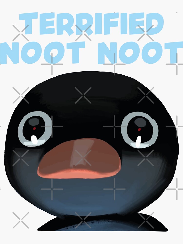 "Terrified Noot Noot Pingu Meme (Light Blue BG)" Sticker for Sale by ...