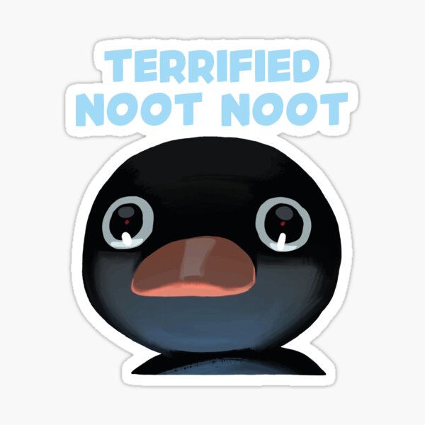 "Terrified Noot Noot Pingu Meme (Light Blue BG)" Sticker for Sale by ...