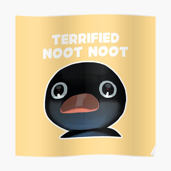 "Terrified Noot Noot Pingu Meme (Yellow BG)" Poster for Sale by ...