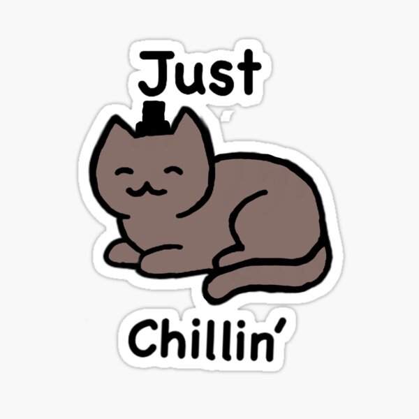 "Cute Cat Just Chilling" Sticker for Sale by LaughingLlamas | Redbubble