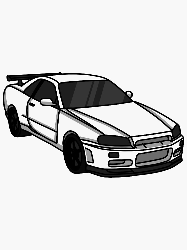 "Sticker Nissan GT-R r34" Sticker for Sale by ThomasArtsShop | Redbubble
