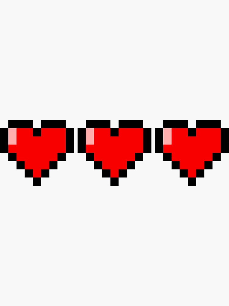"Minecraft health hearts pixel art" Sticker for Sale by zarifiqbal ...