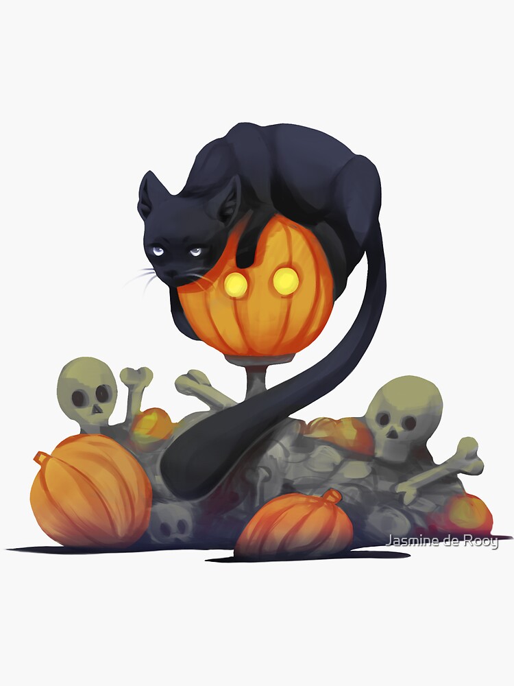 "Spooky Pumpkin Cat" Sticker for Sale by Jasmine-de-Rooy | Redbubble