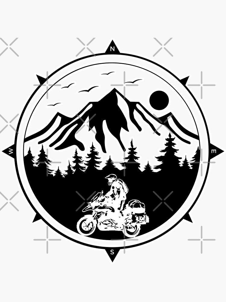 "Adventure Motorcycle Biker Off Road Rider Mountain Travel Compass ADV ...