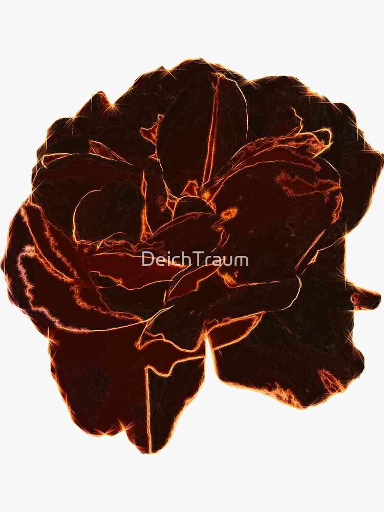 "Red rose made of lightning" Sticker for Sale by DeichTraum | Redbubble