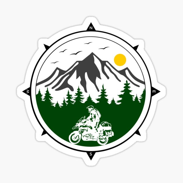 "Adventure Motorcycle Biker Off Road Rider Mountain Travel Compass ADV ...