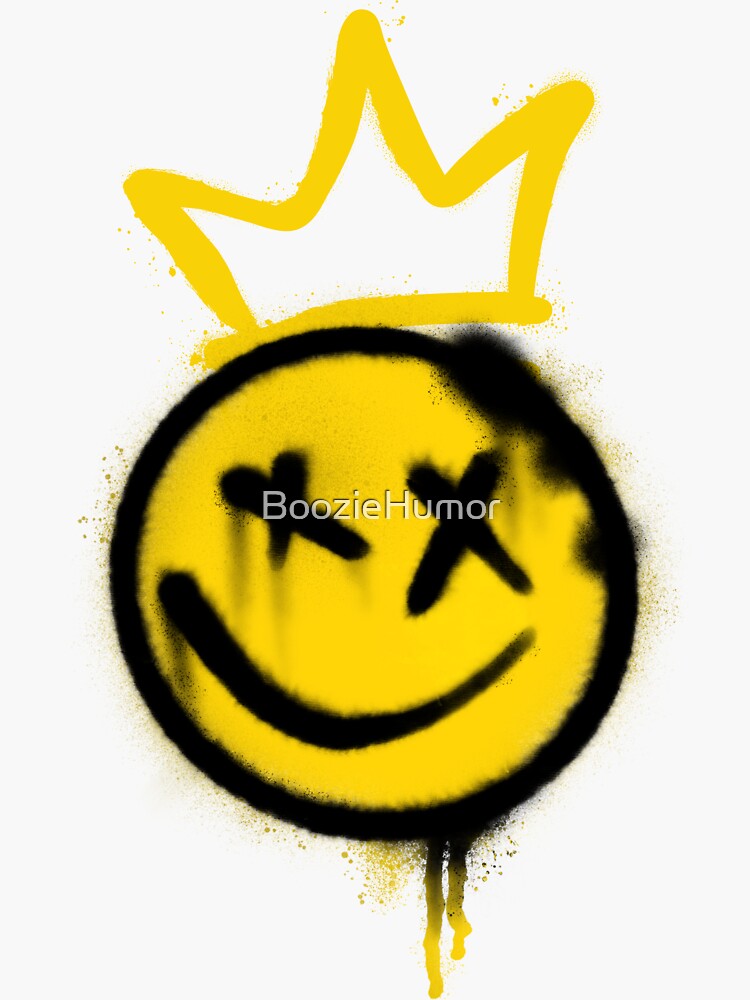 "Graffiti Smiley King" Sticker for Sale by BoozieHumor | Redbubble