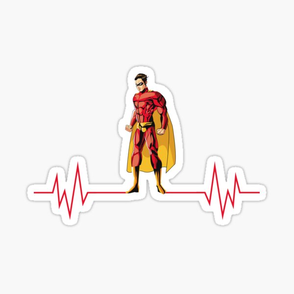 "Heartbeat Pulse Line With A Superhero Cartoon Posing While Standing ...