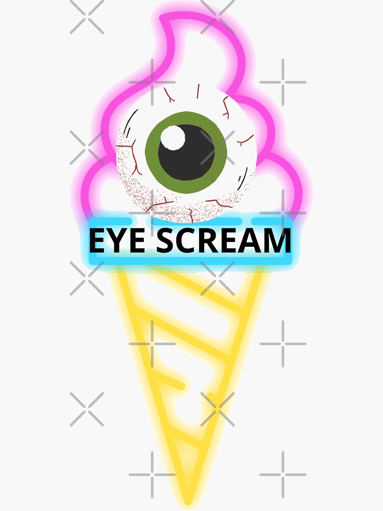 "Neon Ice Cream "Eye Scream"" Sticker for Sale by Ami-Ami | Redbubble