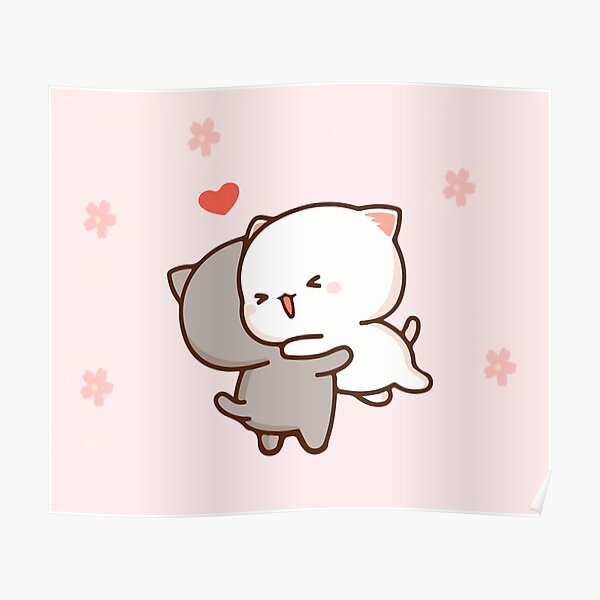 "Love Hug, Peach and Goma Cat" Poster for Sale by dev-ilyass | Redbubble