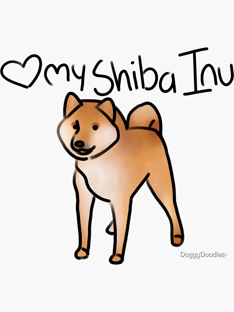 "Heart my Shiba Inu" Sticker for Sale by DoggyDoodles- | Redbubble