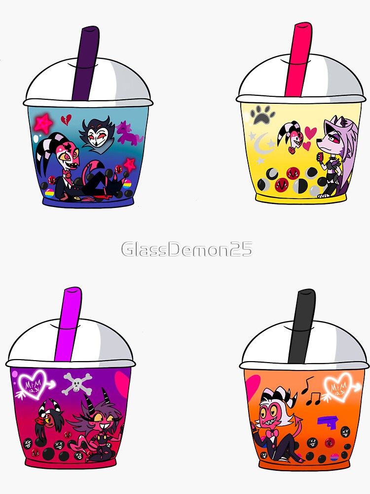 "Helluva Boss Boba Tea Stickers" Sticker for Sale by GlassDemon25 ...