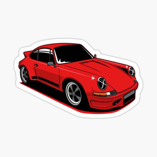 "Red 911 turbo vintage" Sticker for Sale by Hans-Studio | Redbubble