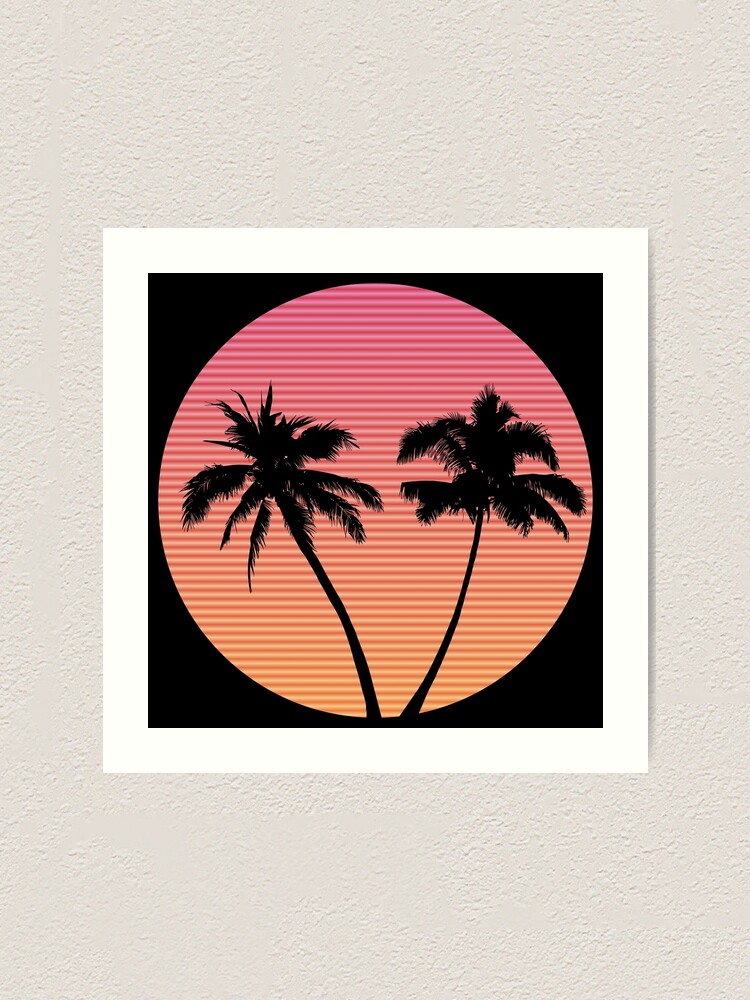 "Retro Wave Palm Tree Sunset" Art Print by Snibel | Redbubble