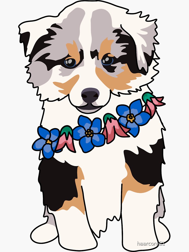"Flower Pup Blue Merle Sheltie" Sticker for Sale by haarcore21 | Redbubble