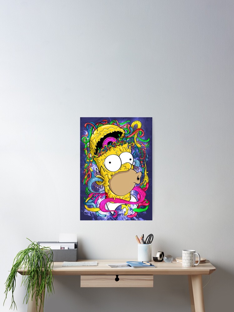 "Homer Homie Psychedelic Simpsons Fan Art" Poster for Sale by Festival ...