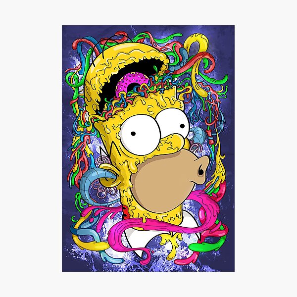 "Homer Homie Psychedelic Simpsons Fan Art" Photographic Print for Sale by Festival Drip | Redbubble