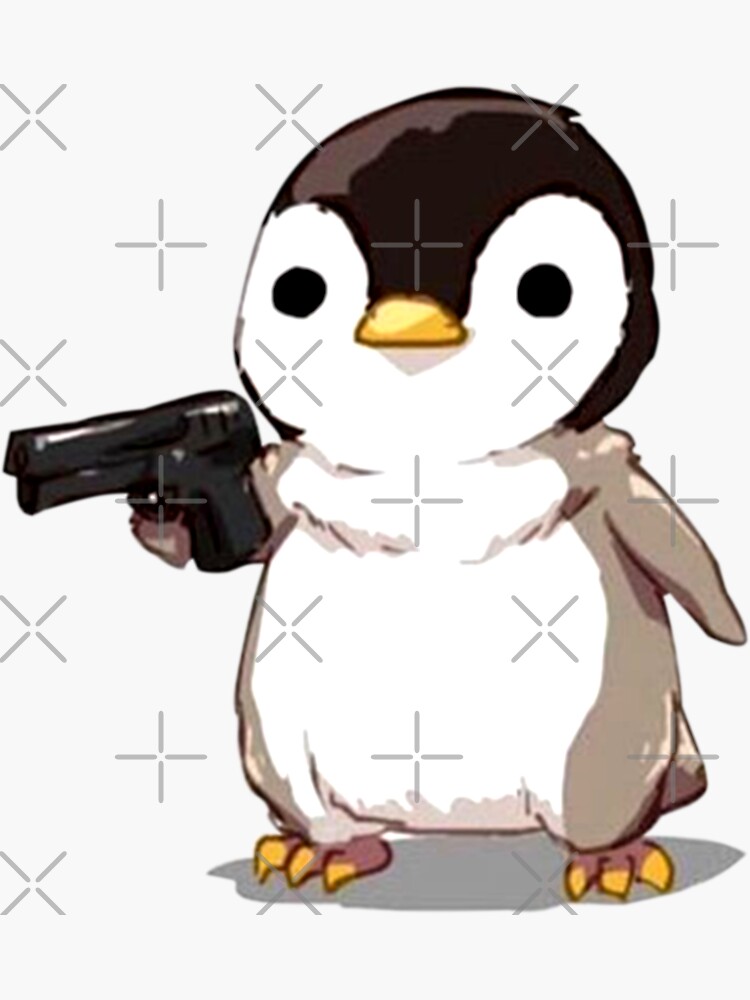 "Cute Penguin with a Gun" Sticker for Sale by Internetan | Redbubble