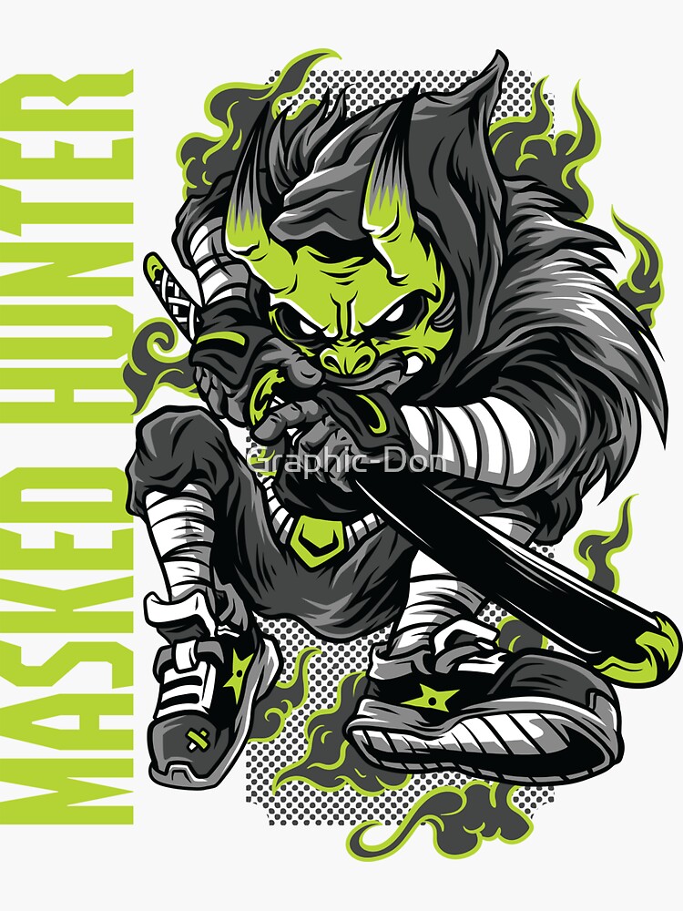 "Masked Hunter Illustration" Sticker for Sale by Graphic-Don | Redbubble