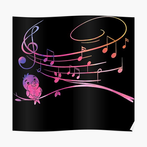 "Cute Singing Bird Musical Notes" Poster for Sale by LeonFord43 | Redbubble