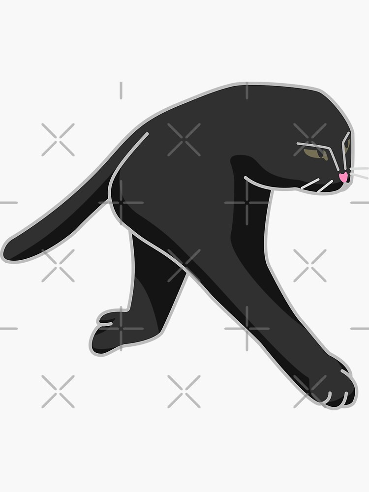 "Black Half Cat / Panorama Fail Cat / Singko peso cat Meme" Sticker for ...