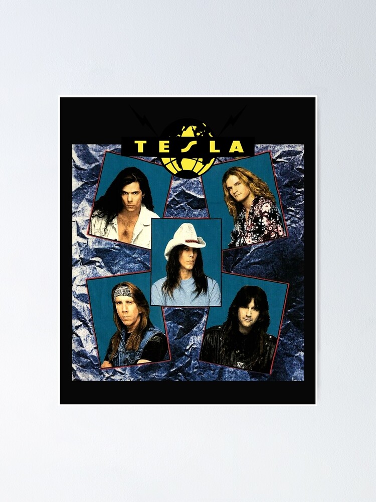 "Tesla Band 1992 Vintage Tour Concert Special White T-Shirt" Poster for ...