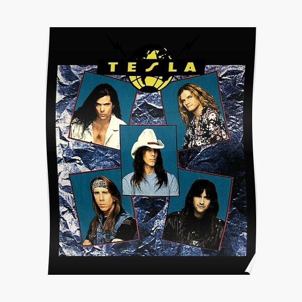 "Tesla Band 1992 Vintage Tour Concert Special White T-Shirt" Poster for ...