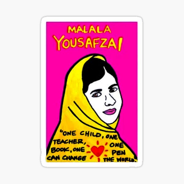 "Malala Yousafzai" Sticker for Sale by Jessica4730 | Redbubble