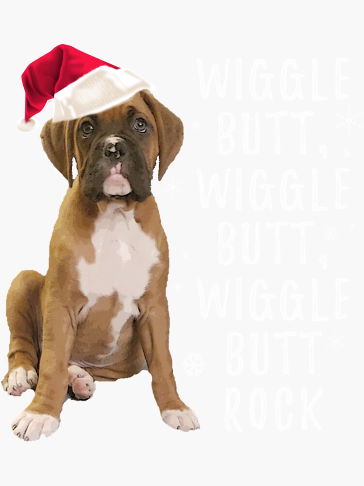 "Wiggle Butt Rock, Boxer Dog Sweater for the Holidays " Sticker for ...