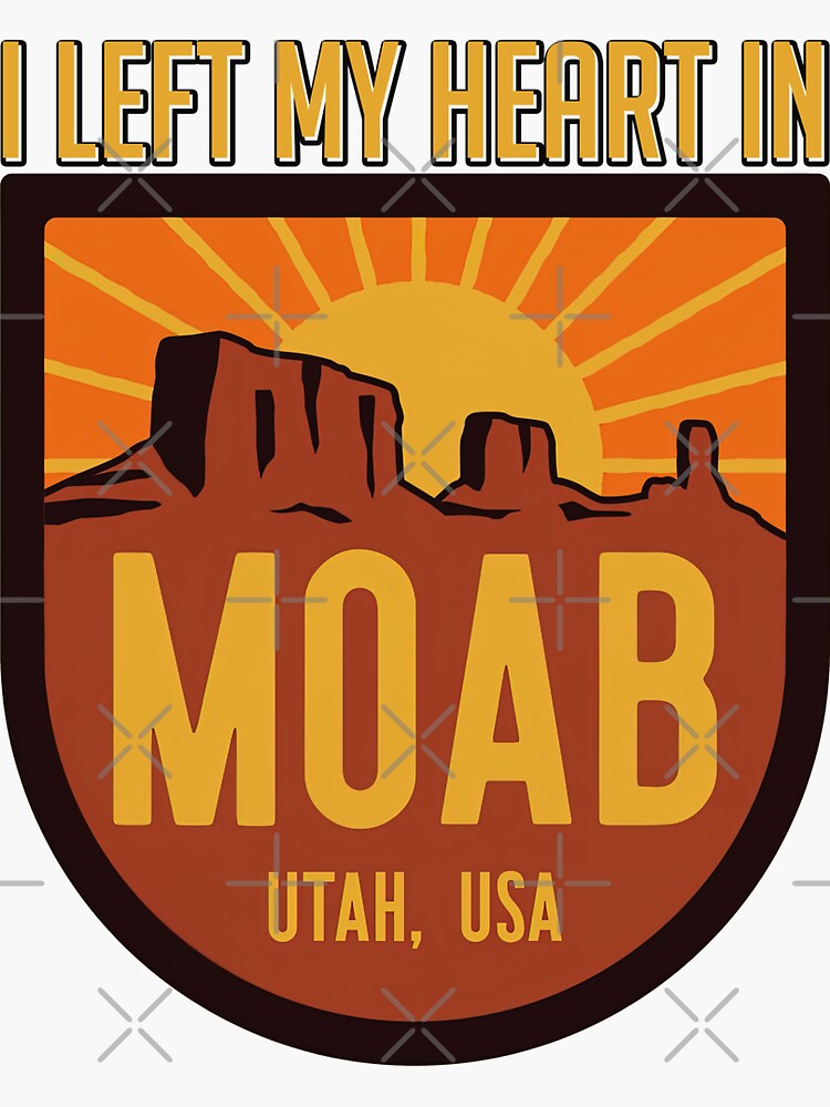 "Moab Utah, Vintage, Arch, Sunset" Sticker for Sale by graphic-genie ...