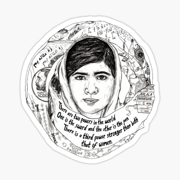 "Malala Yousafzai classic" Sticker for Sale by Maria898 | Redbubble
