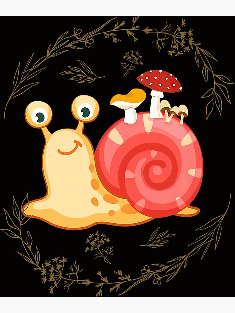 "Cottagecore Aesthetic Cute Snail Sluggish Kawaii Slug Premium" Poster ...