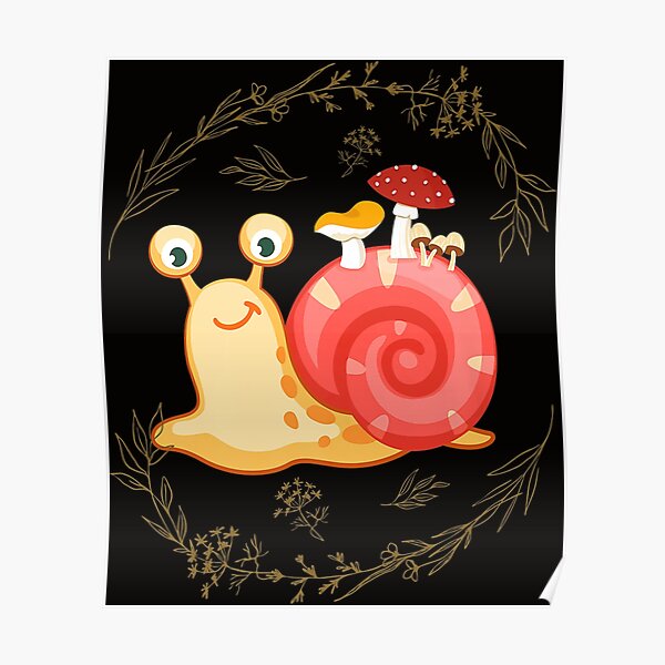"Cottagecore Aesthetic Cute Snail Sluggish Kawaii Slug Premium" Poster ...