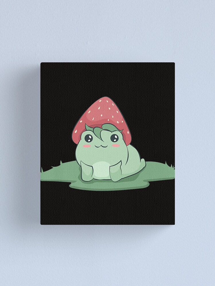 "Cottagecore Aesthetic Cute Kawaii Frog Strawberry Head Premium" Canvas ...