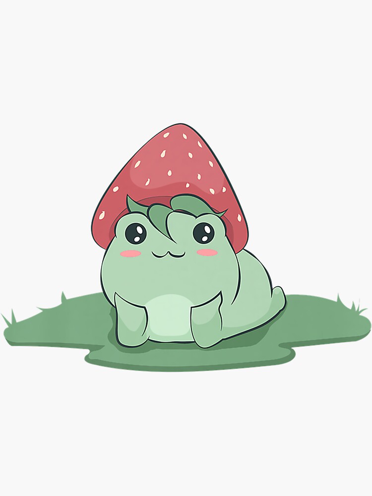 "Cottagecore Aesthetic Cute Kawaii Frog Strawberry Head Premium ...