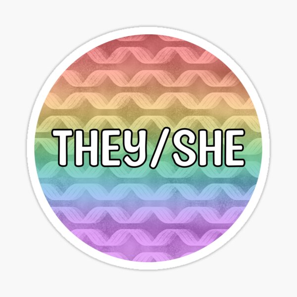 "They/She Rainbow Pronouns" Sticker for Sale by michaelkyan | Redbubble