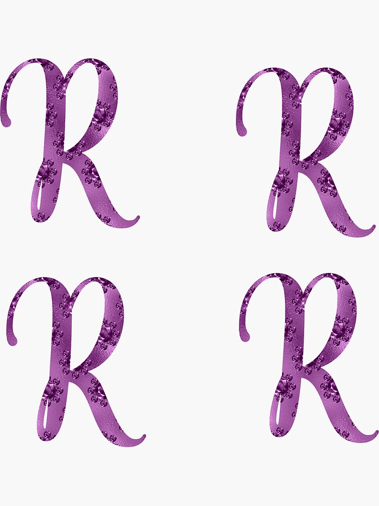 Pegatina «Letra del monograma R | Brocado violeta violeta intenso» de ...