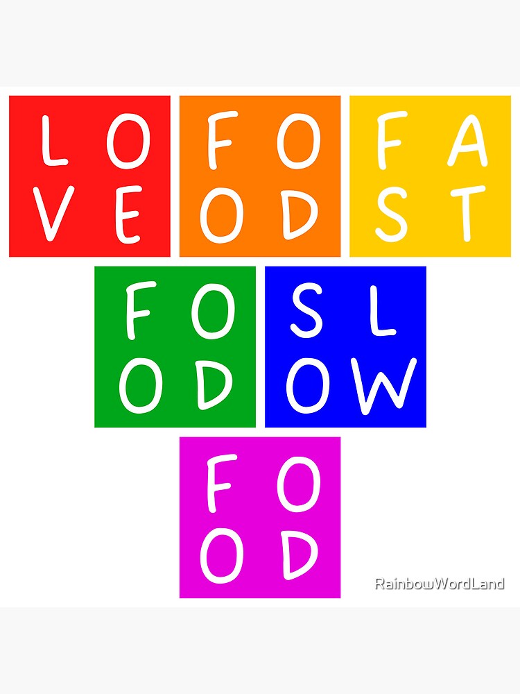 "Love food, fast food, slow food - Upside down Pyramid - Basic colors ...