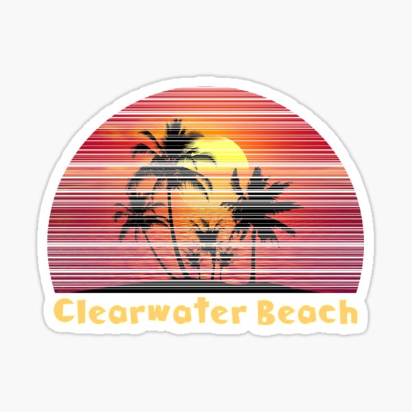 "Clearwater Beach Retro Florida Beach Design" Sticker for Sale by ...