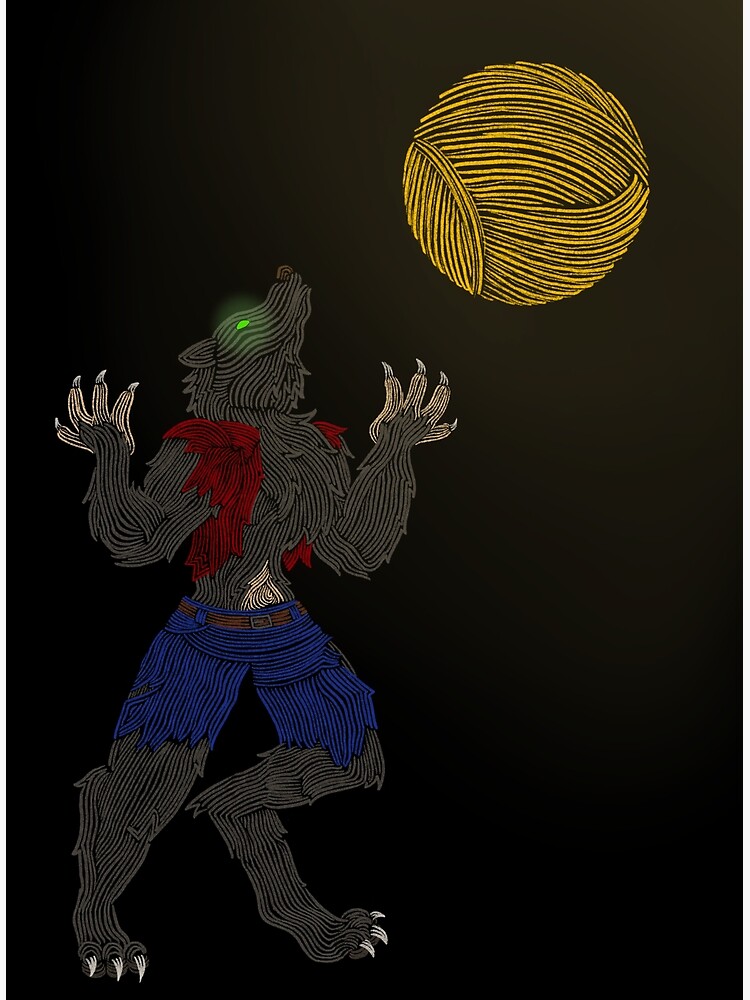 "Werewolf full moon line art" Poster for Sale by Cailleachh | Redbubble