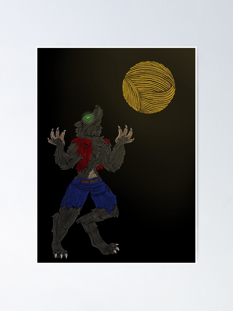 "Werewolf full moon line art" Poster for Sale by Cailleachh | Redbubble