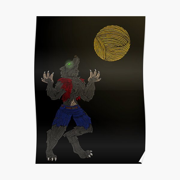 "Werewolf full moon line art" Poster for Sale by Cailleachh | Redbubble