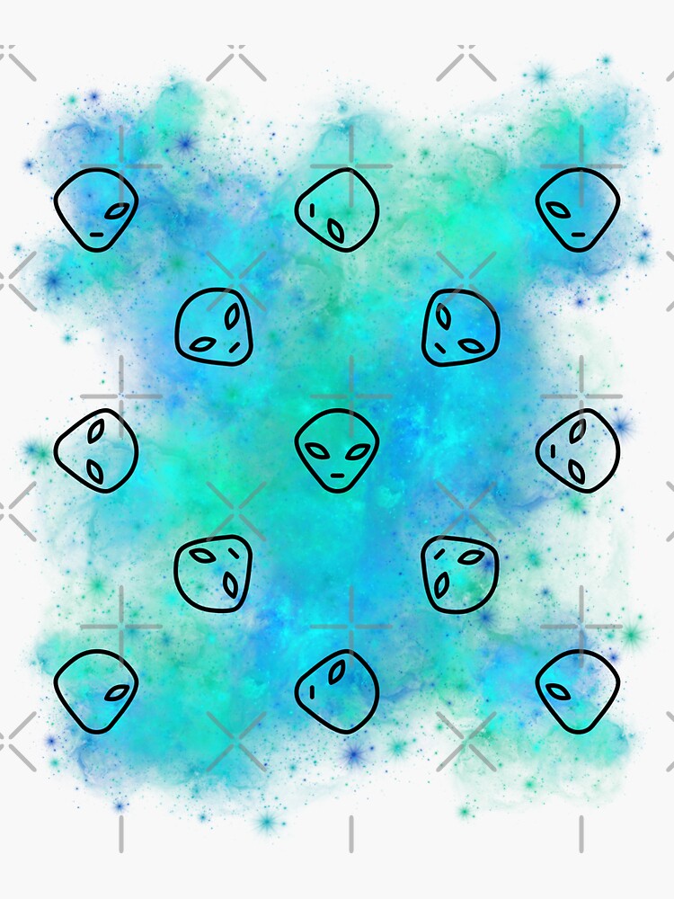 "Alien Pattern With Blue Universe" Sticker for Sale by KrompiX | Redbubble