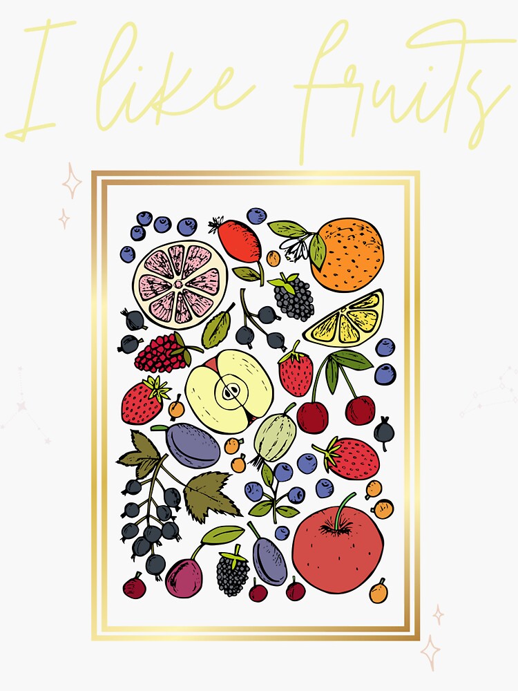 "Owoce - I like fruits" Sticker for Sale by natalijagang | Redbubble