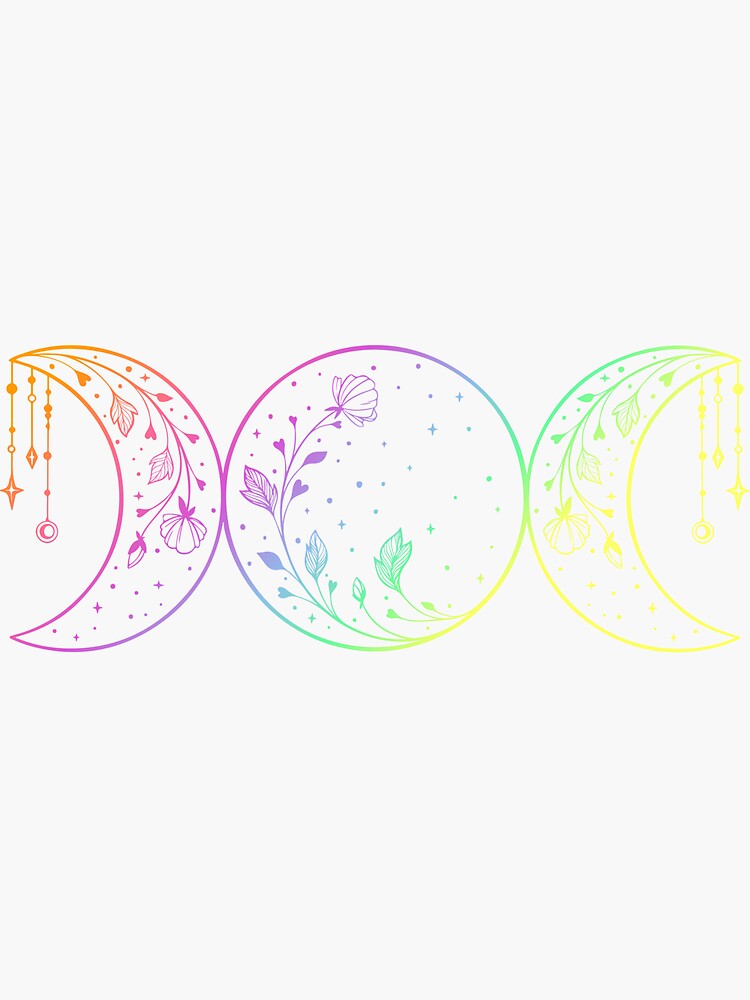 "triple moon rainbow with flowers" Sticker for Sale by manitoumerchant ...