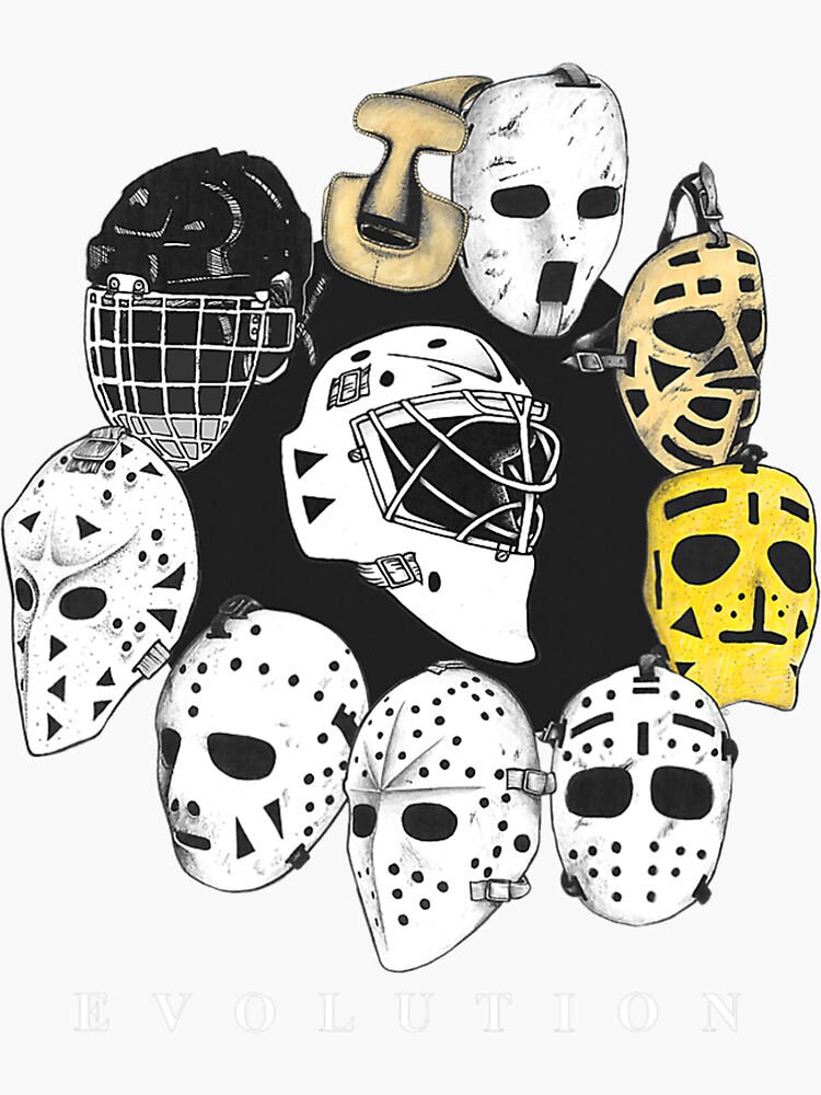 "Ice Hockey Goalie Evolution Vintage Retro Modern Masks" Sticker for ...