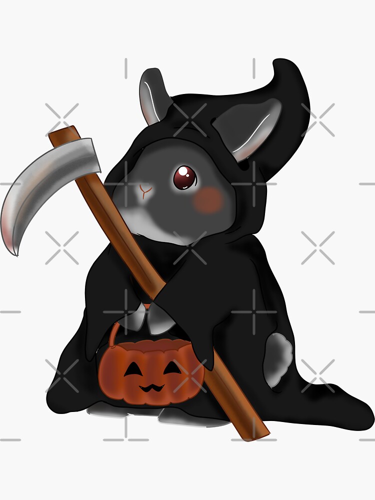 "Grim Reaper Rabbit _ Bunniesmee Halloween Edition " Sticker for Sale ...