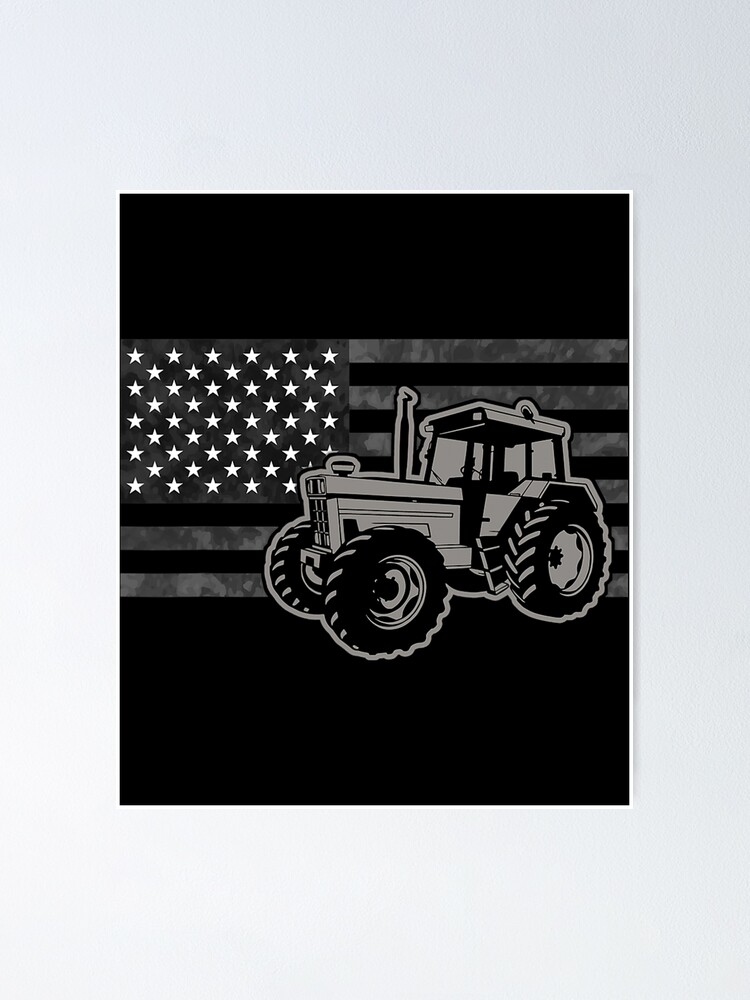 American Flag Farm Tractors Farming Usa Patriotic Farmer Poster For
