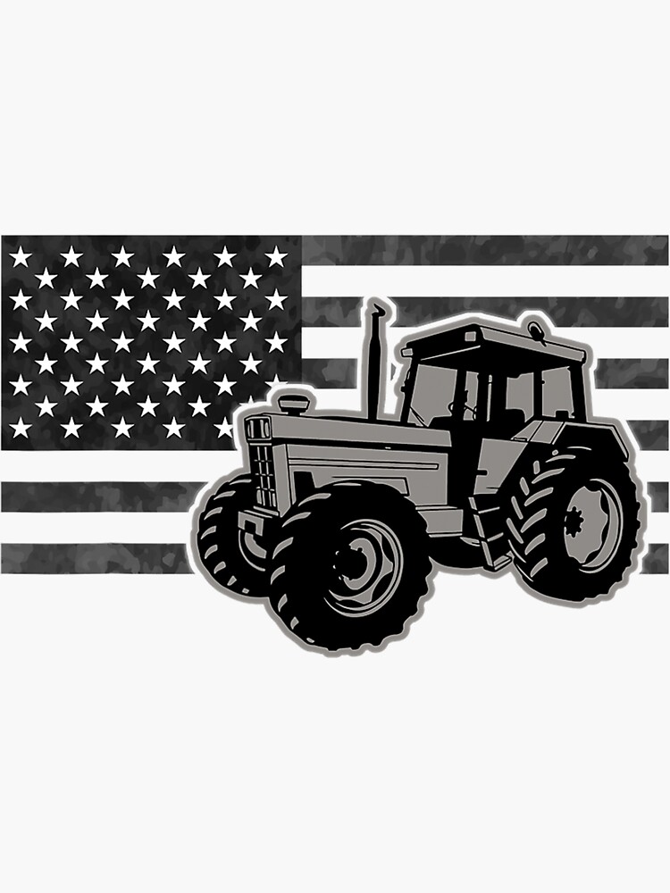 American Flag Farm Tractors Farming Usa Patriotic Farmer Sticker For